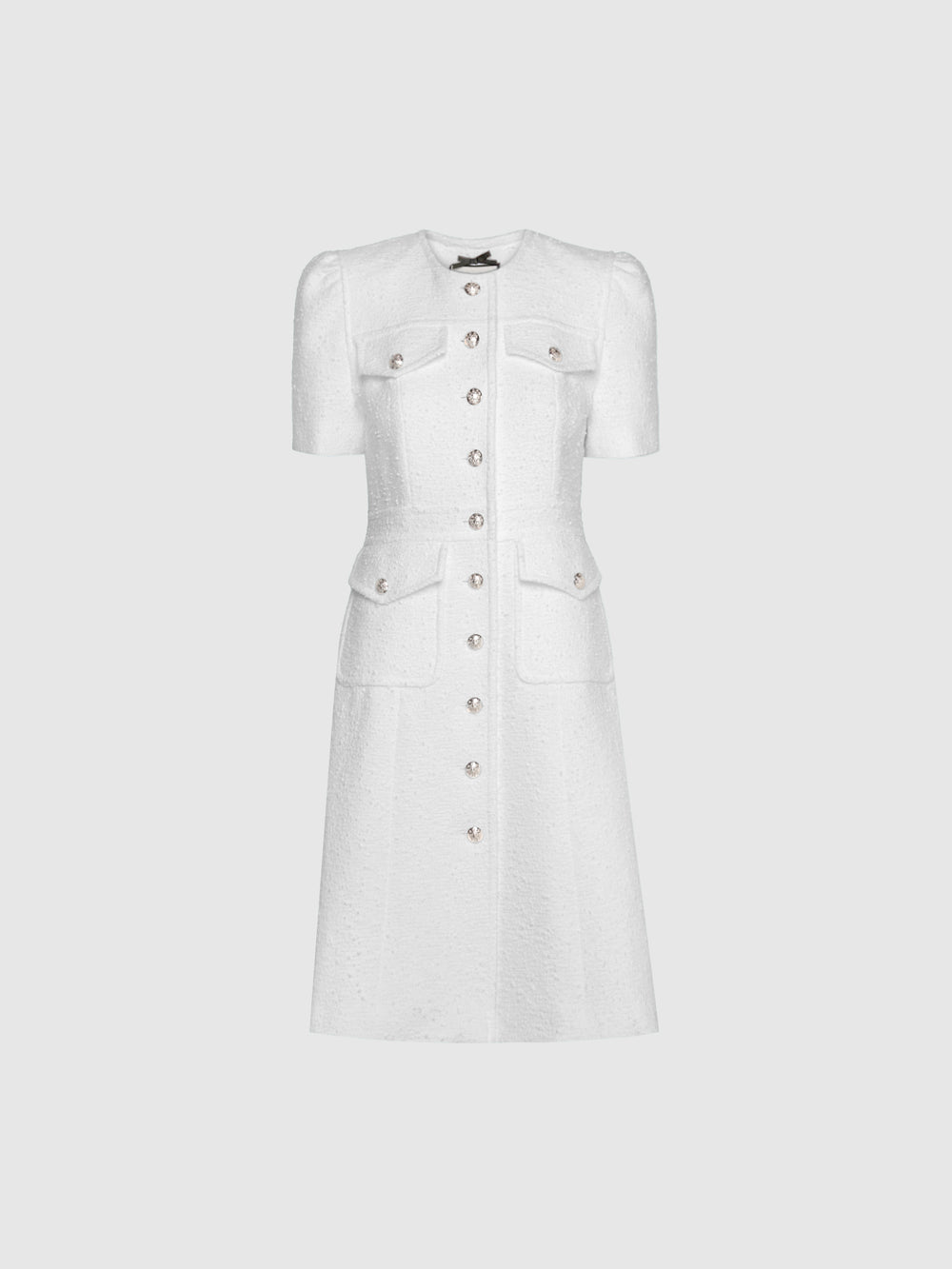 Elinor White Bouclé Dress - Andiata – Andiata