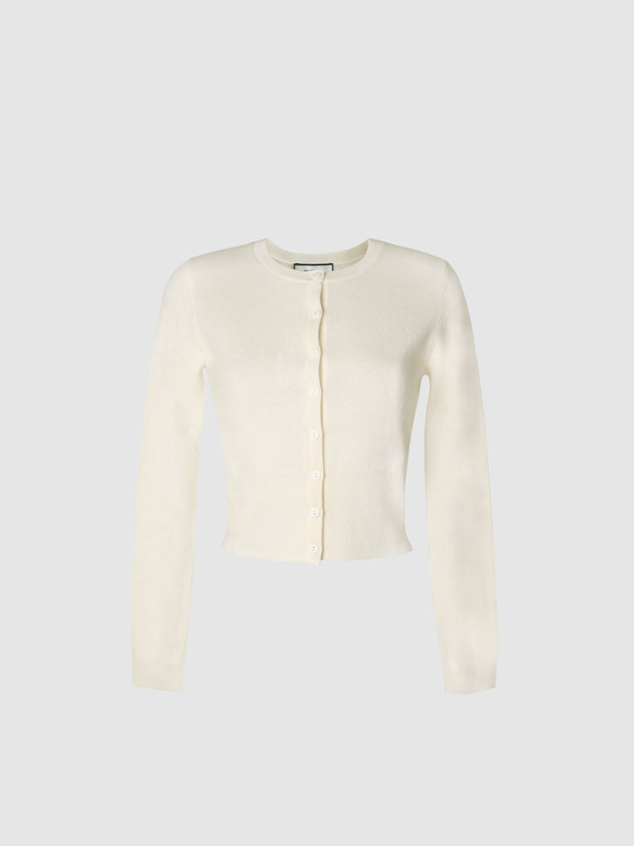 Ellean Valkoinen Merino-Cashmere Neuletakki - Andiata – Andiata
