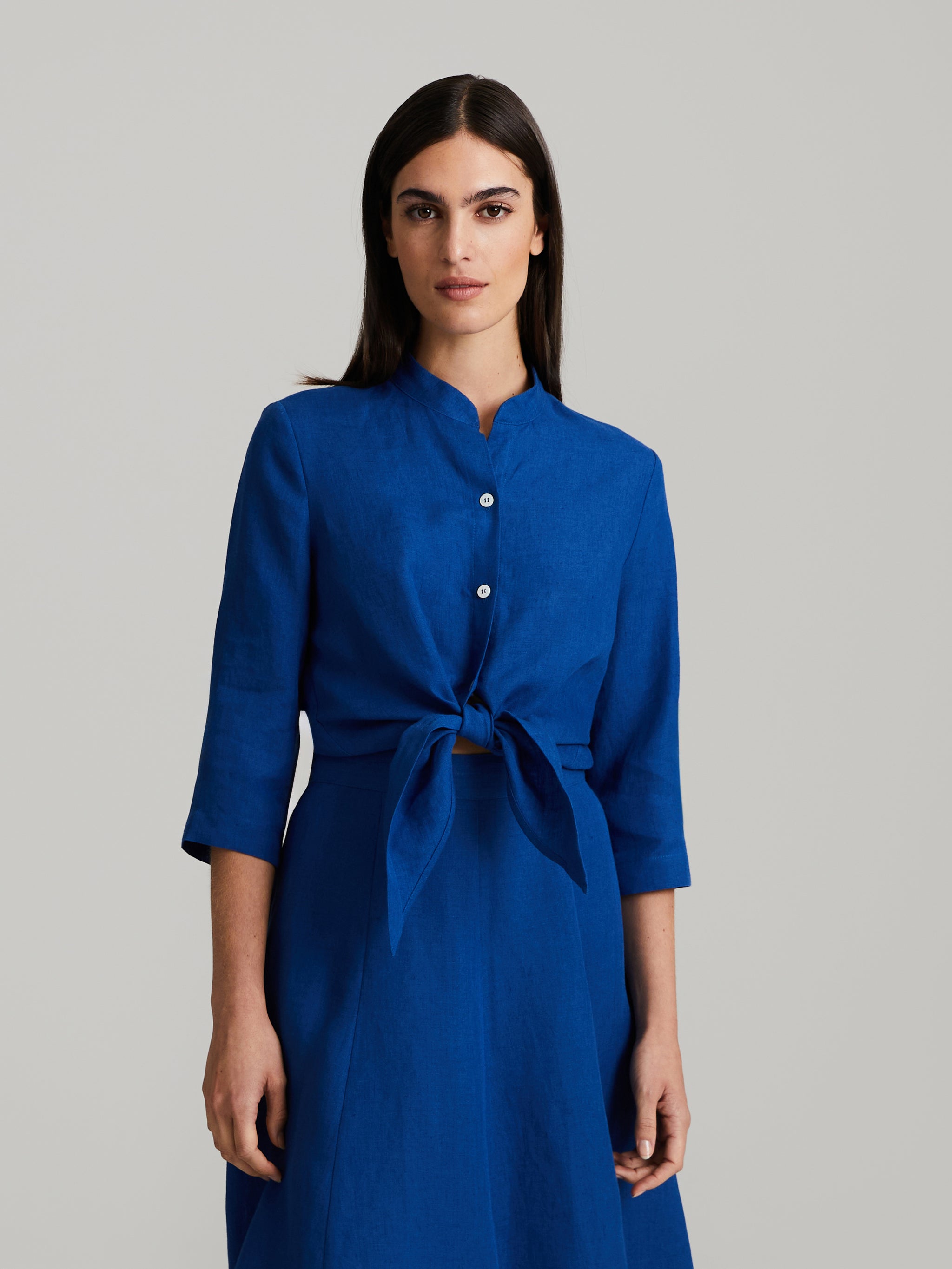 Ivette Blue Linen Shirt - Andiata – Andiata