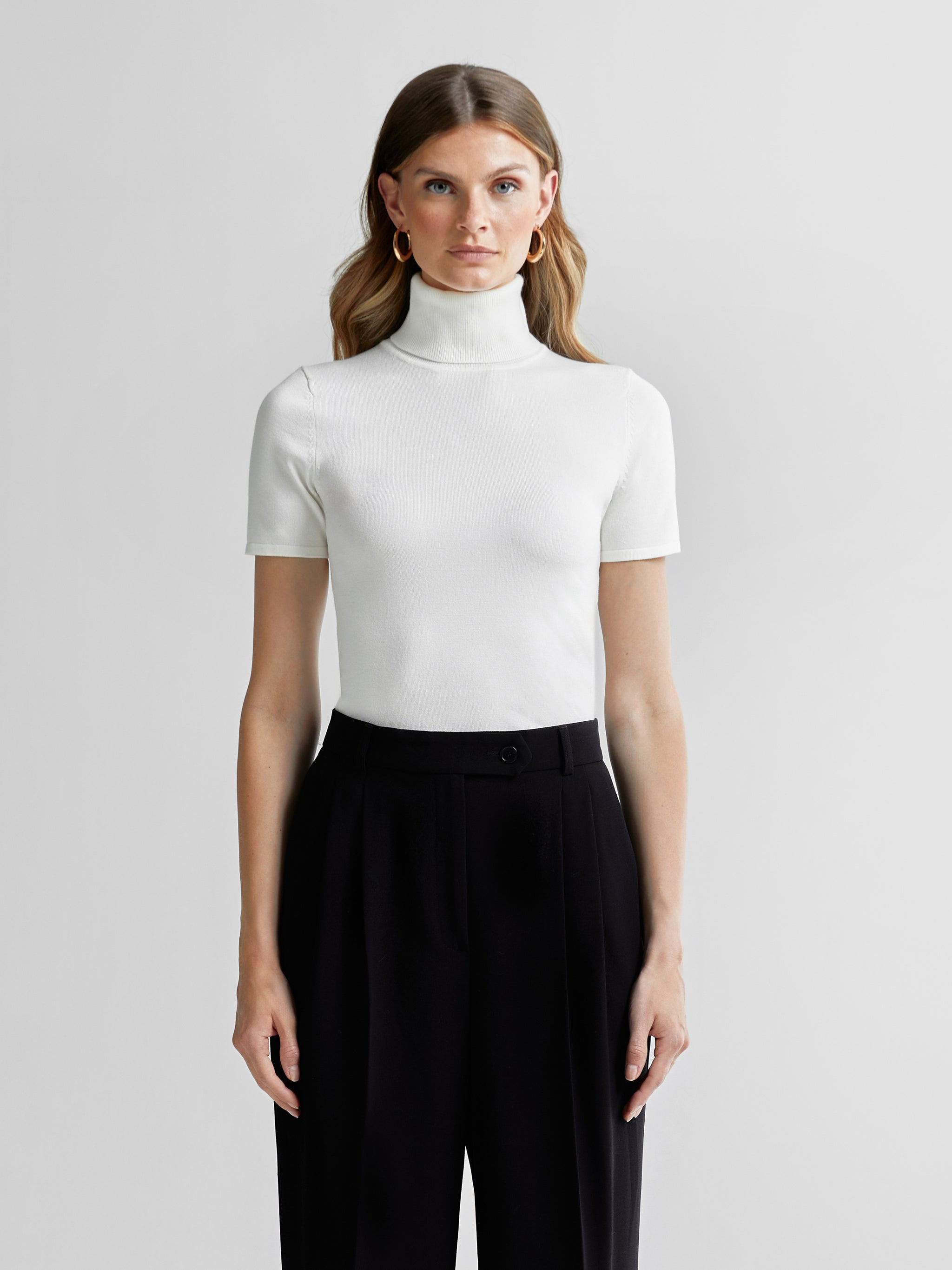 Pola White Polo Neck Knit – Andiata – Andiata